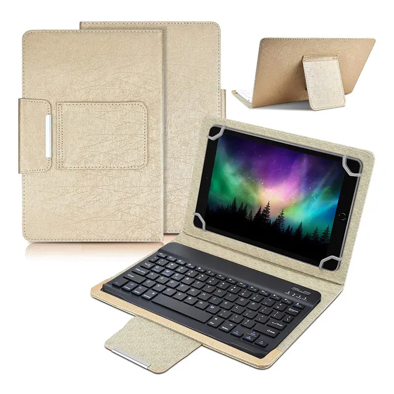 Futrola za tablet Leather 10-11 in sa bluetooth tastaturom zlatna