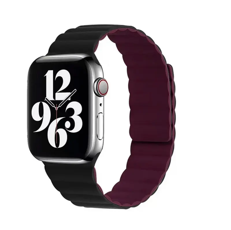 Silikonska narukvica za Apple Watch sa magnetom 42/44/45mm crno-ljubičasta