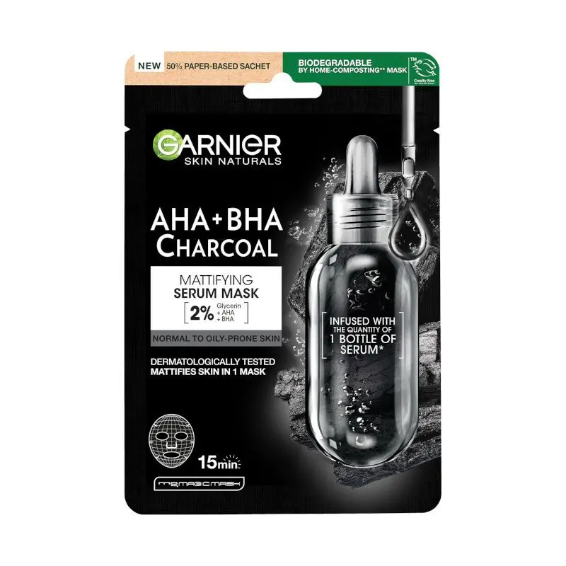 GARNIER Maska za lice u maramici Skin Naturals Charcoal 28g