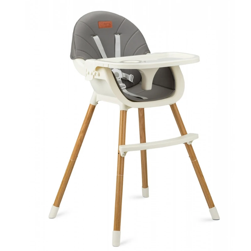 MoMi Flovi stolica za hranjenje bebe Grey White, 6m+