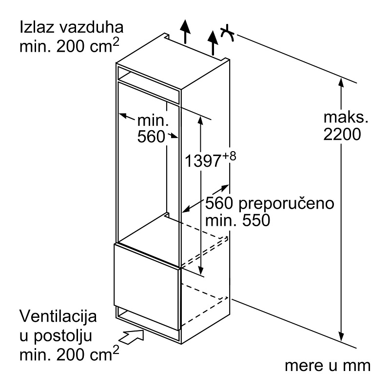 Bosch ugradni frižider KIR51AFE0