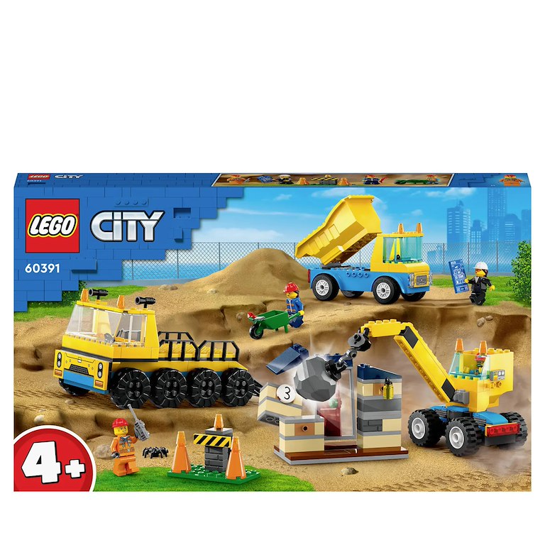 LEGO Kocke Građevinski kamioni i kran sa kuglom 60391