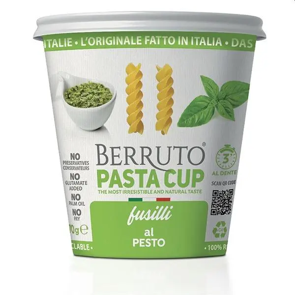 PASTA BERRUTO Fusilli sa zelenim pestom Pastacup 70g