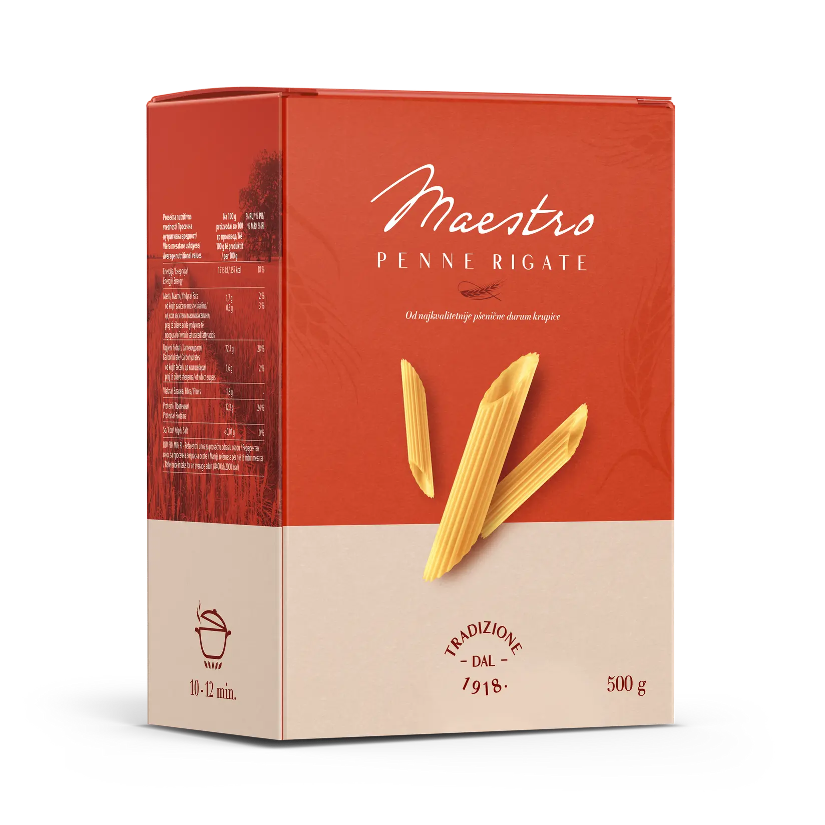 DANUBIUS Testenina Maestro Penne rigate 500 g