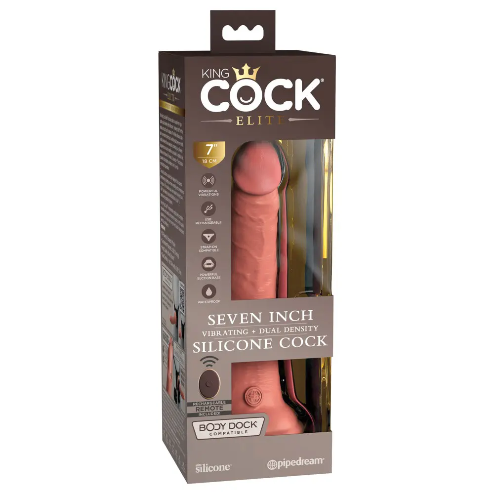 Pipedream King Cock 7" Elite Dual density Vibrator, 10 režima vibracije, Vodootporan, 17.8 cm