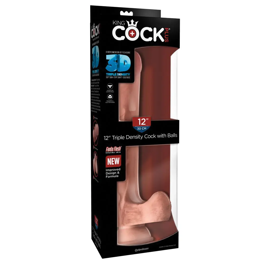 Pipedream King Cock 12" 3D Dildo sa testisima, 26.7 cm