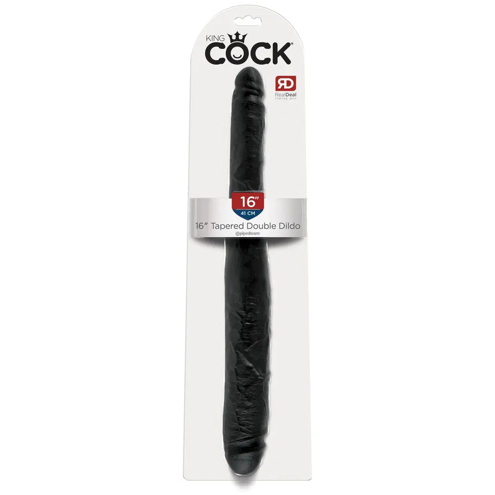 Pipedream King Cock 16" Tapered Dupli dildo, 40.6 cm, Crni