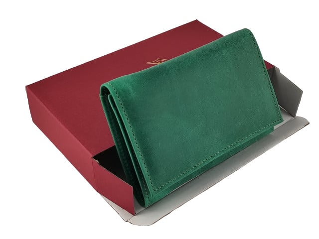 Ženski kožni novčanik Moderna zeleni brušeni