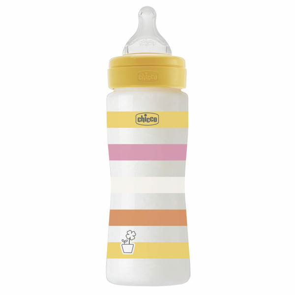 Chicco WB plastična flašica 330ml,silikon,žuta