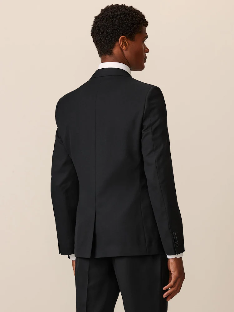 Black Slim Fit Textured Suit Jacket