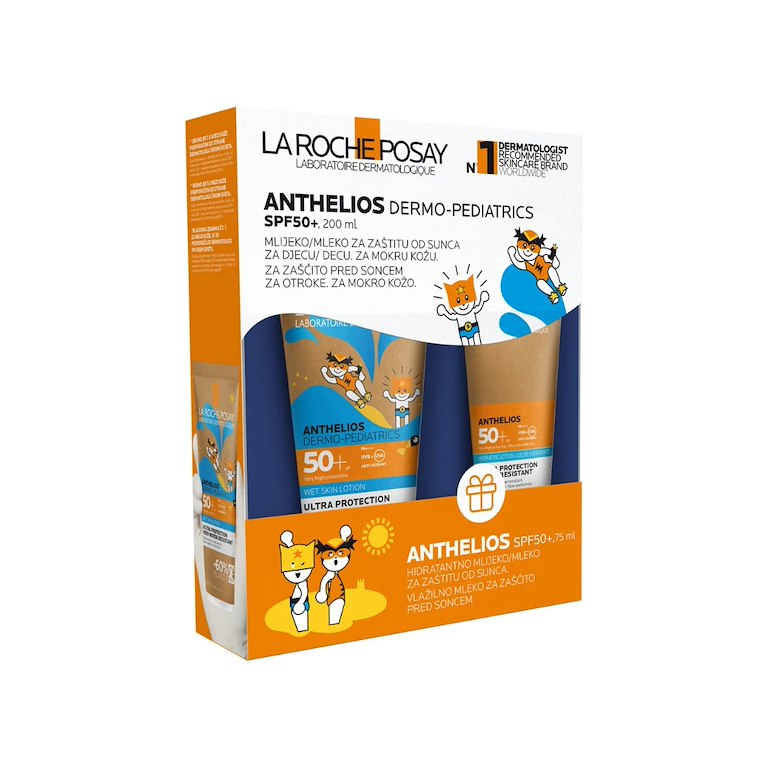 La Roche-Posay ANTHELIOS Dermo-Pediatrics SPF50+ Losion za Decu 200 mL i ANTHELIOS SPF50+ Hidratantno Mleko 75 mL za Zaštitu od Sunca