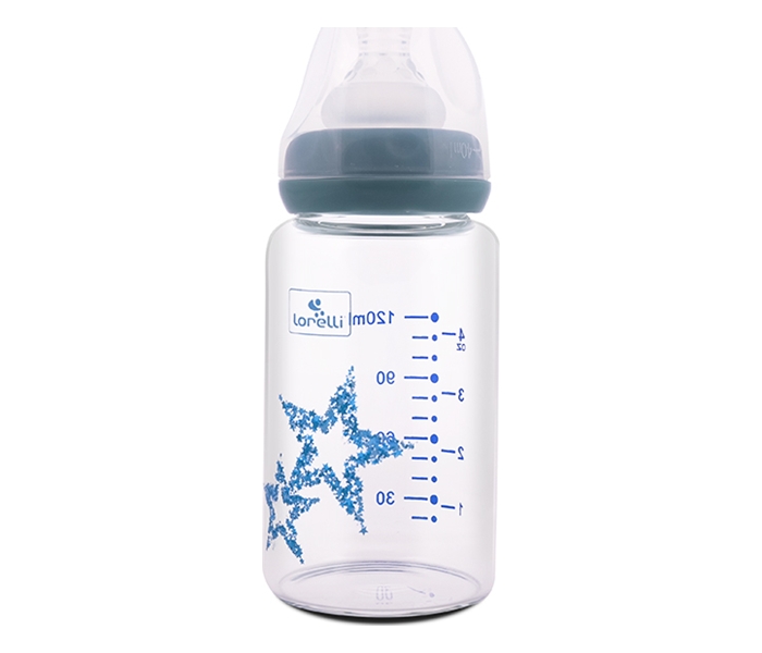 LORELLI STAKLENA FLASICA 120ml SA ANTI-COLIC CUCLOM - BLUE STARS