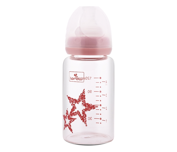LORELLI STAKLENA FLASICA 120ml SA ANTI-COLIC CUCLOM - PINK STARS