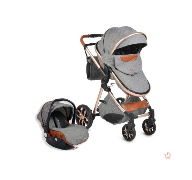 Kolica za bebe 3u1 Moni Alma-Dark Grey