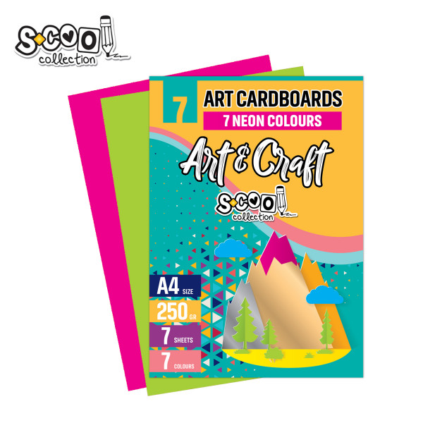 Art&Craft Art cardboards A4 neon 1/7 SC1806