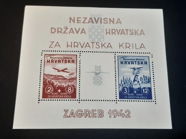 Hrvatska NDH 1942 za HR krila ** Blok zupčan