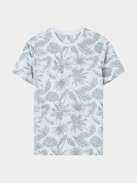 Majica sa štampom sa palmom. Var bela optička