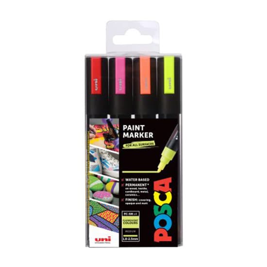 UNI set PC-5m POSCA /1.8-2.5mm 4 kom fluorescentne boje (UNI-ball)