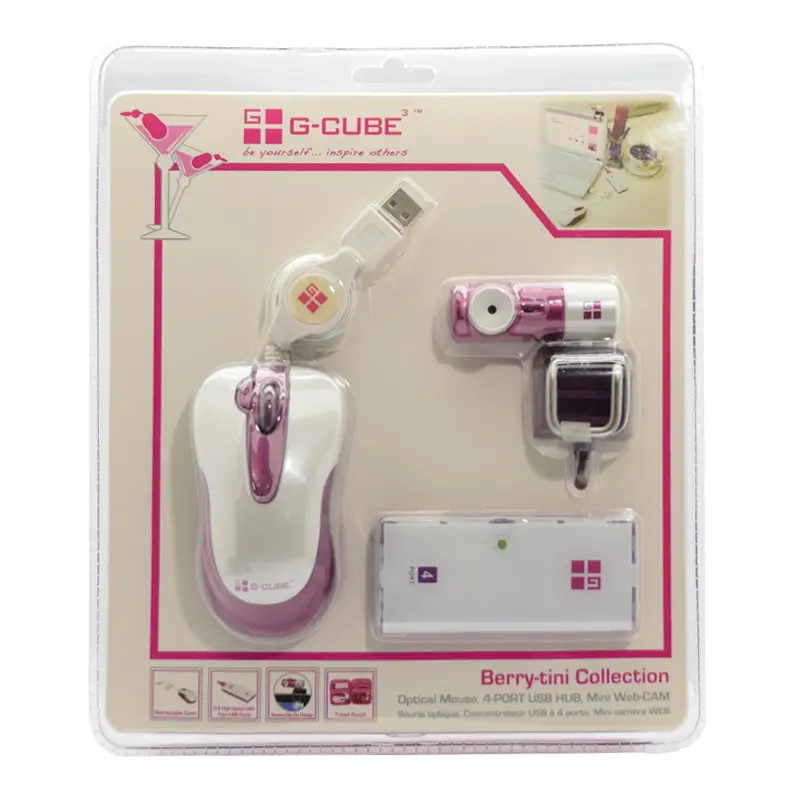 G-cube GBT-660B Miš + USB hub + kamerica, Ljubičasto-beli