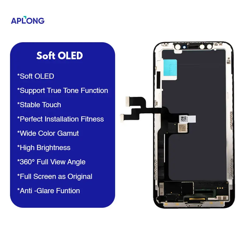 APLONG LCD za iPhone X + Touch screen, SOFT OLED, Crni