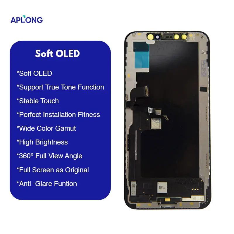 APLONG LCD za iPhone XS + Touch screen, SOFT OLED, Crni