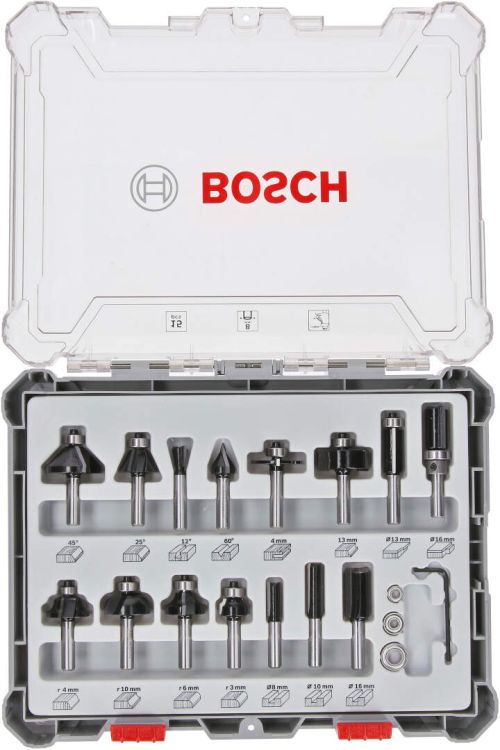 Bosch komplet raznih glodala, 15 komada, prihvat od 8 mm - 2607017472