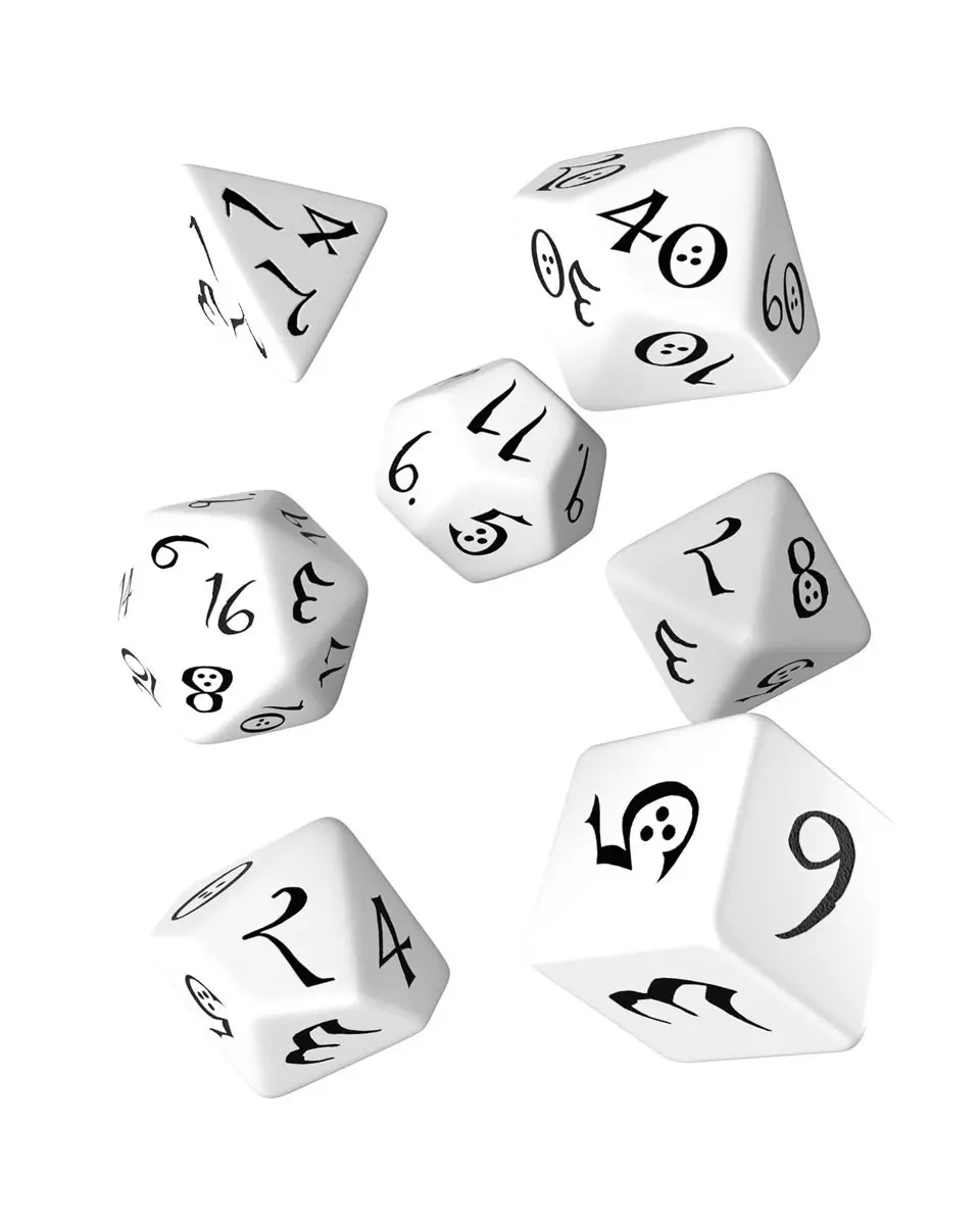 Q WORKSHOP Kockice Classic RPG White & Black Dice 7/1