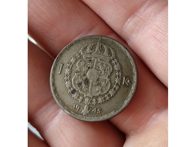 Švedska 1 kruna 1945. srebro
