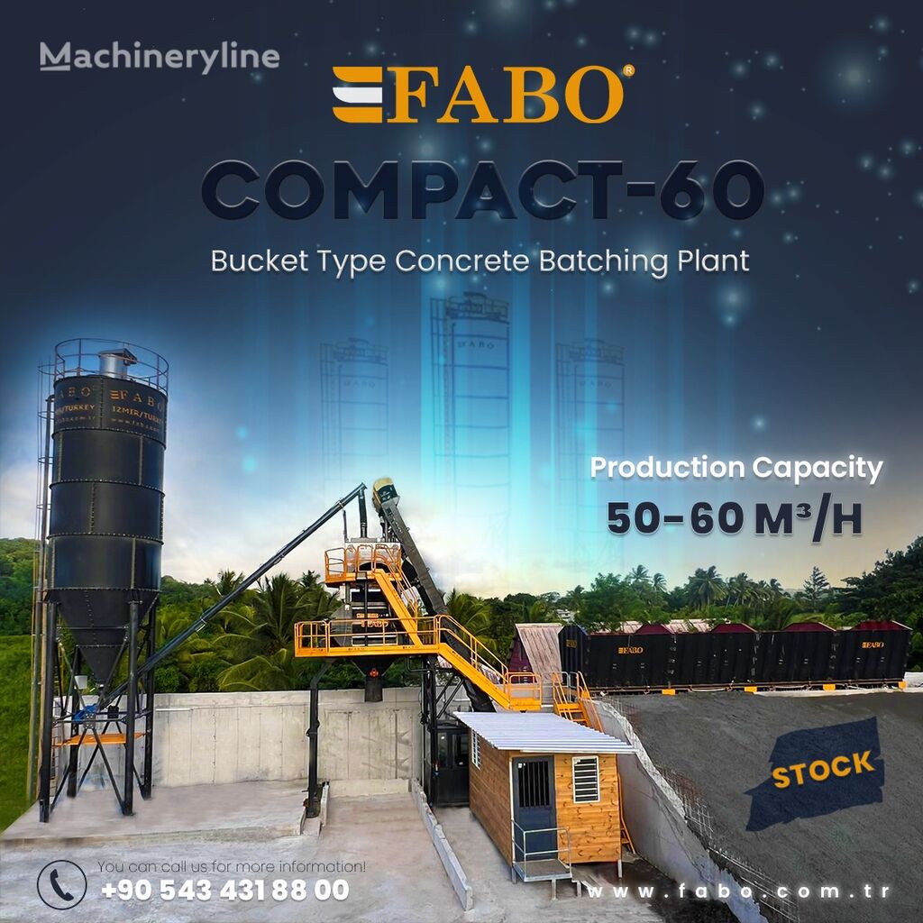 Nova FABO SKIP SYSTEM CONCRETE BATCHING PLANT | 60m3/h Capacity | STOCK fabrika betona