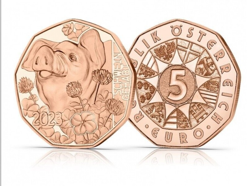 5 Euros Copper Austria 2023 - New the Year - Pig