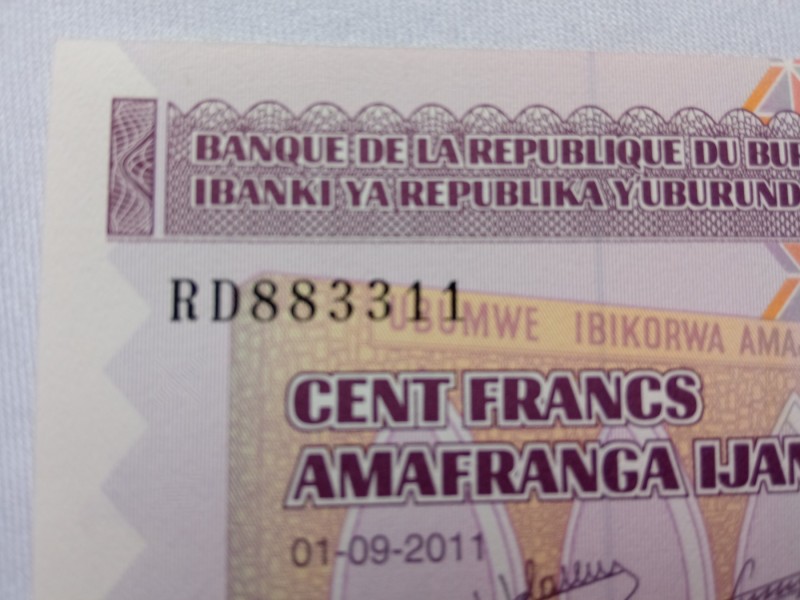 Burundi 100 franka,2011 god.UNC,lep broj