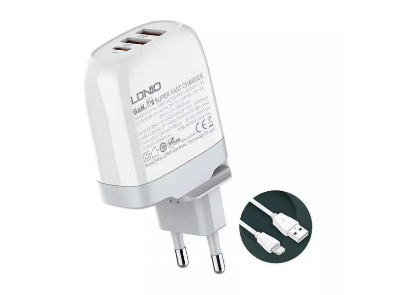 LDNIO A3511Q 65W USB NA LIGHTNING KUĆNI PUNJAČ