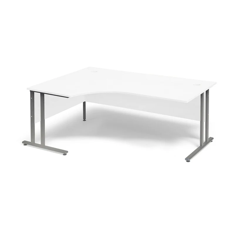 "Flexus" ergonomični sto: levi: D 1800 mm: beli laminat