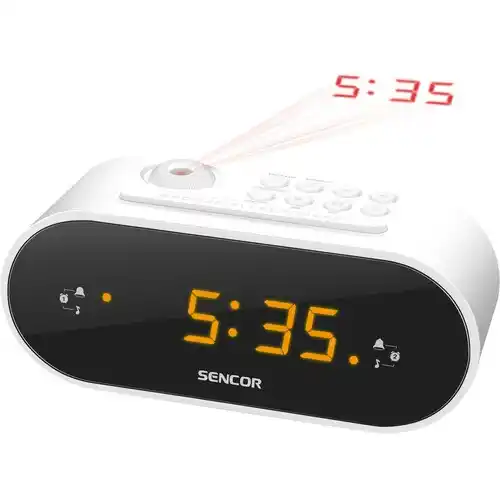 FM RADIO ALARM SA PROJEKTOROM VREMENA SENCOR SRC 3100 W BELI