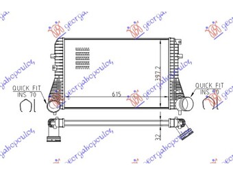 HLADNJAK INTERKULERA BENZIN/DIZEL (61.5x40.5x32) CEV 70 VW TIGUAN 11-16