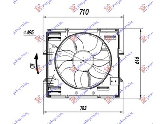 VENTILATOR KOMPLET (2.0 TSI BENZIN - 2.0 TDI DIZEL) (495mm) (600W) (4 PIN) VW P/U AMAROK 10-16