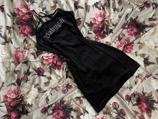 Crna pliš haljina H&M