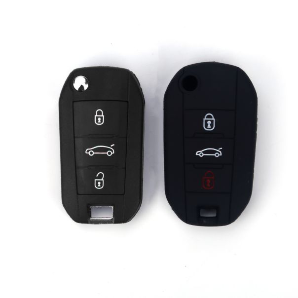 888 CAR ACCESSORIES Silikonska navlaka za ključeve crna Peugeot