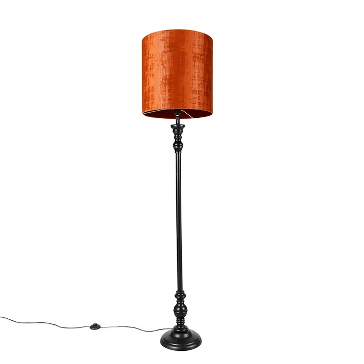 Klasična podna lampa crna sa crvenim abažurom 40 cm - Classico