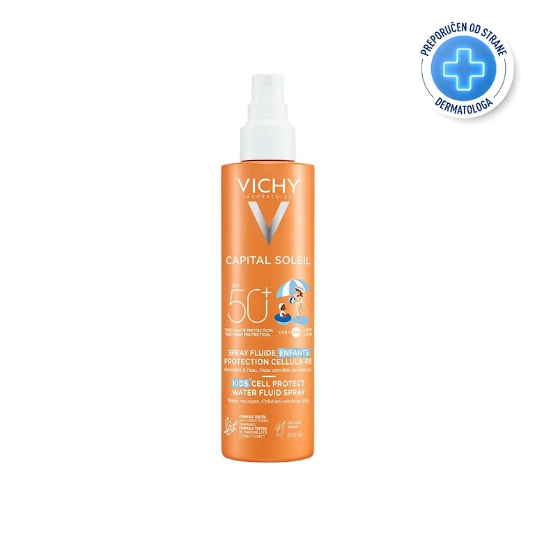 VICHY CAPITAL SOLEIL Vodeni Fluid za Decu u Spreju za Lice i Telo za Zaštitu Ćelija Kože SPF50 200 mL