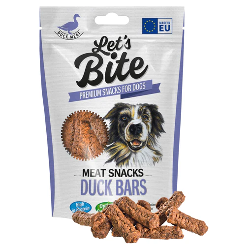 LET's Bite Meat Snacks, poslastica za pse, štanglice pačetine, 80g