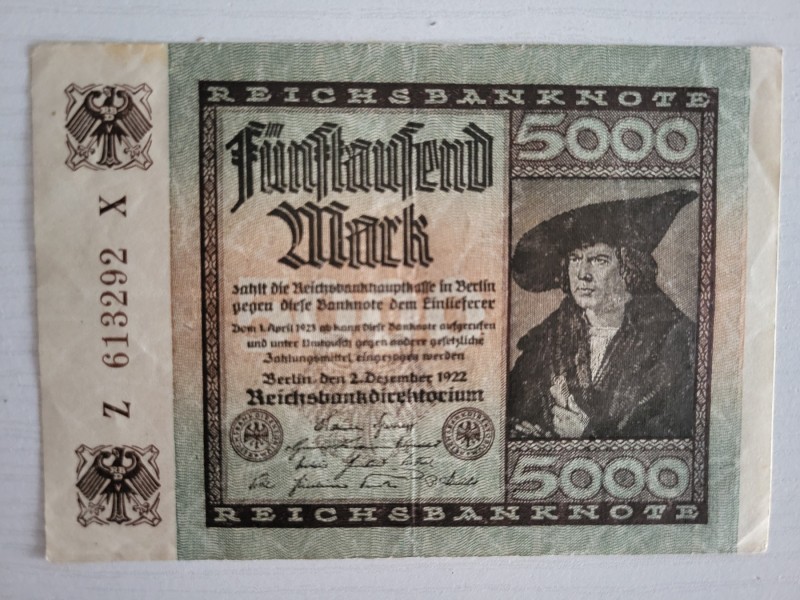 Nemačka, 5000 maraka, 1922, VF