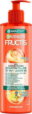 GARNIER FRUCTIS
SOS DAMAGE ERASER KERATIN FILER 10-IN1 Krema za kosu, 400 ml