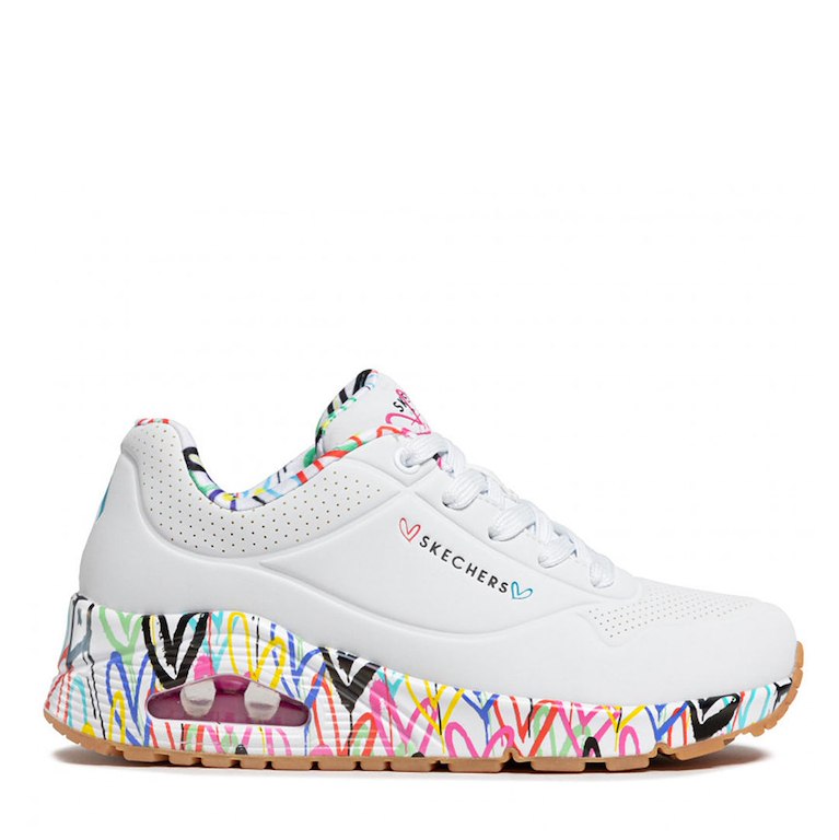 Ženske patike SKECHERS UNO LOVING LOVE white durabuck/multi colored