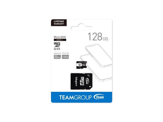 TeamGroup MICRO SDXC 128GB 100/20MP/s UHS-I U1 C10 +SD Adapter TUSDX128GCL10U03 Fo