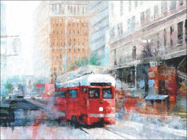 City red tram, uramljena slika 40x50cm i 50x70cm