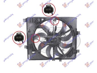 VENTILATOR KOMPLET (1.6 DIG-T BENZIN) (2 KONEKTORA) (400mm) (2+2 PIN) NISSAN JUKE 10-15