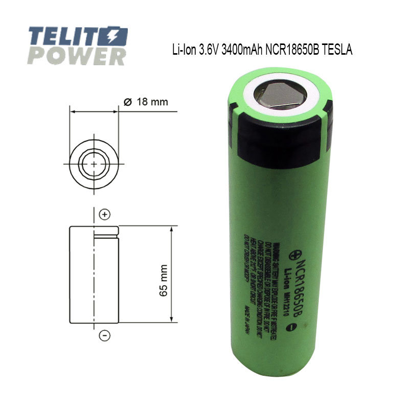 Li-Ion 3.6V 3400mAh NCR18650B TESLA Panasonic