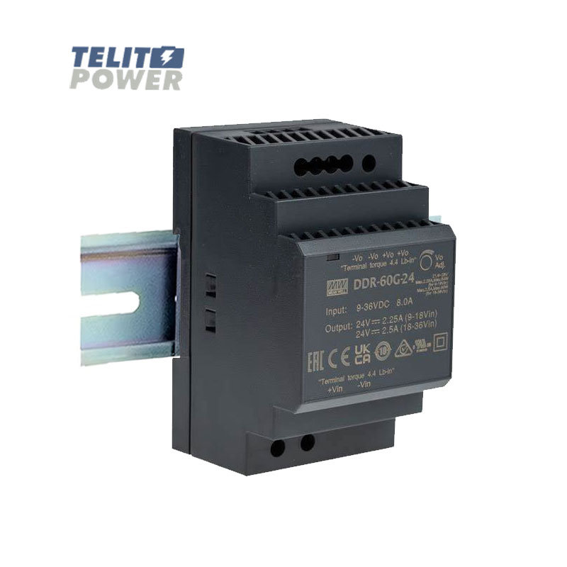 Mean Well DDR-60G-24 – 60W DC-DC pretvarač za DIN šinu