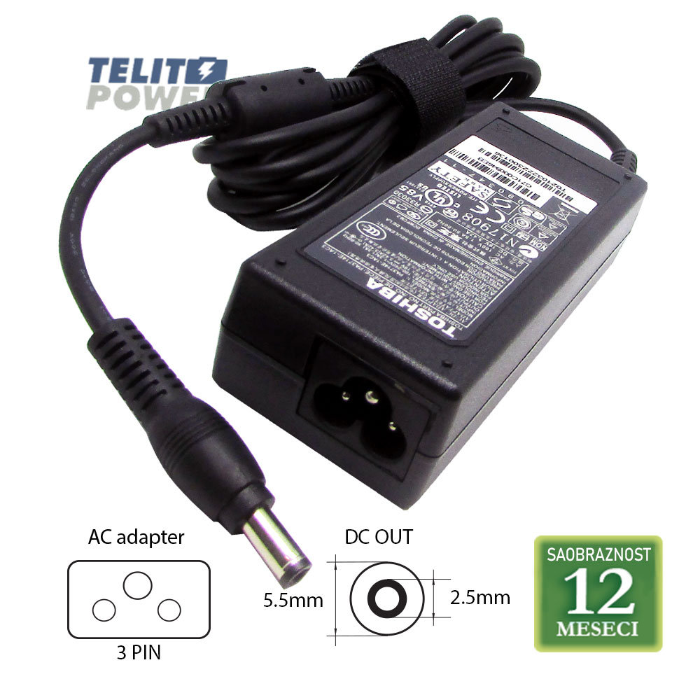 TOSHIBA 19V-3.42A ( 5.5 * 2.5 ) PA3714E-1AC3 65W LAPTOP ADAPTER